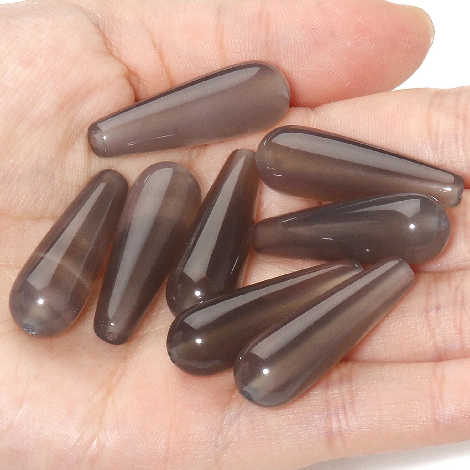 Бусины из сердолика, 10x30 мм, серый агат