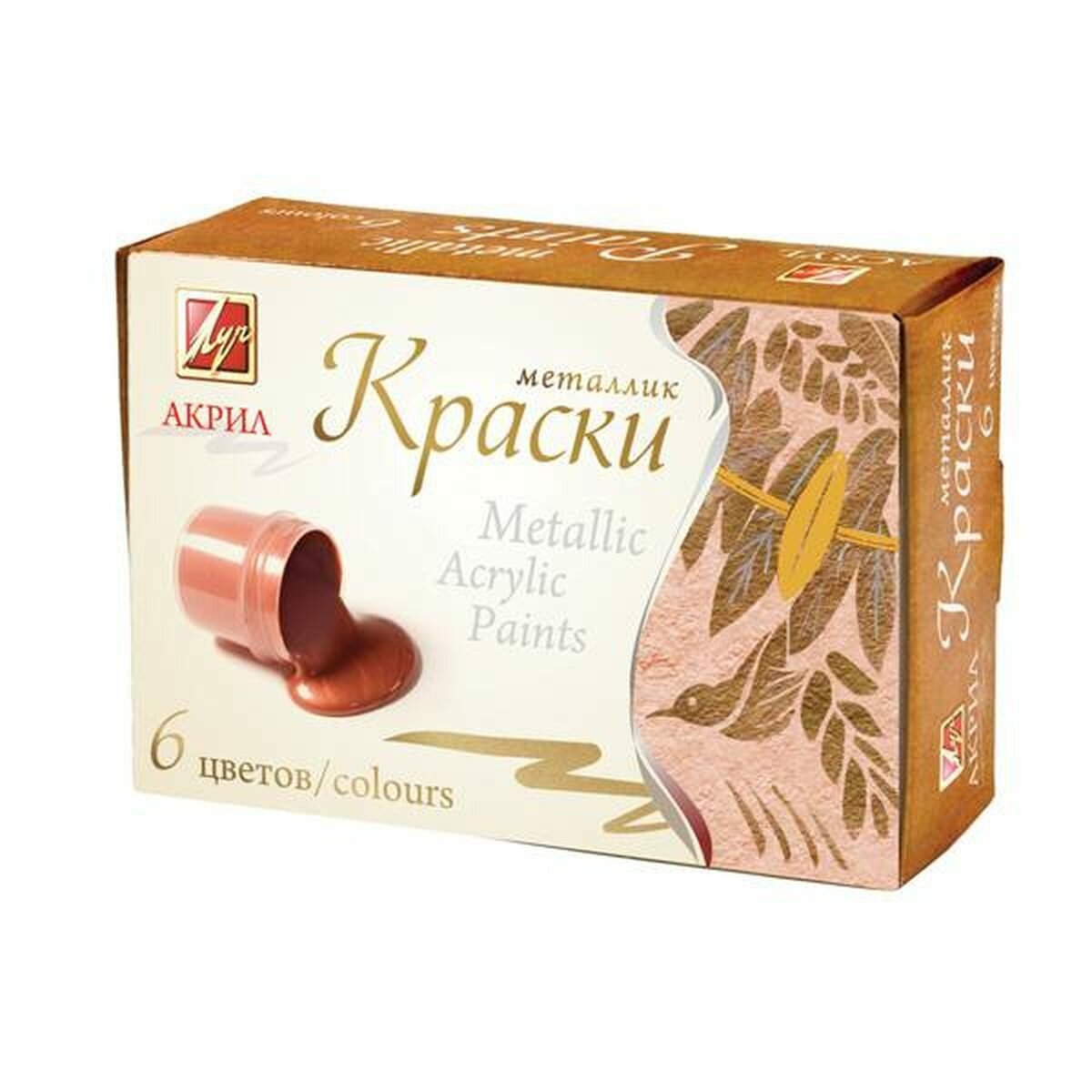 Краски акриловые 6 цветов Луч, по 15мл, металлик, картонная коробка (22С 1413-08), 24 уп.