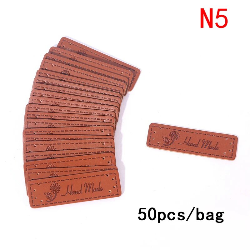 Кожаные бирки в виде сердца, 50 шт. N5