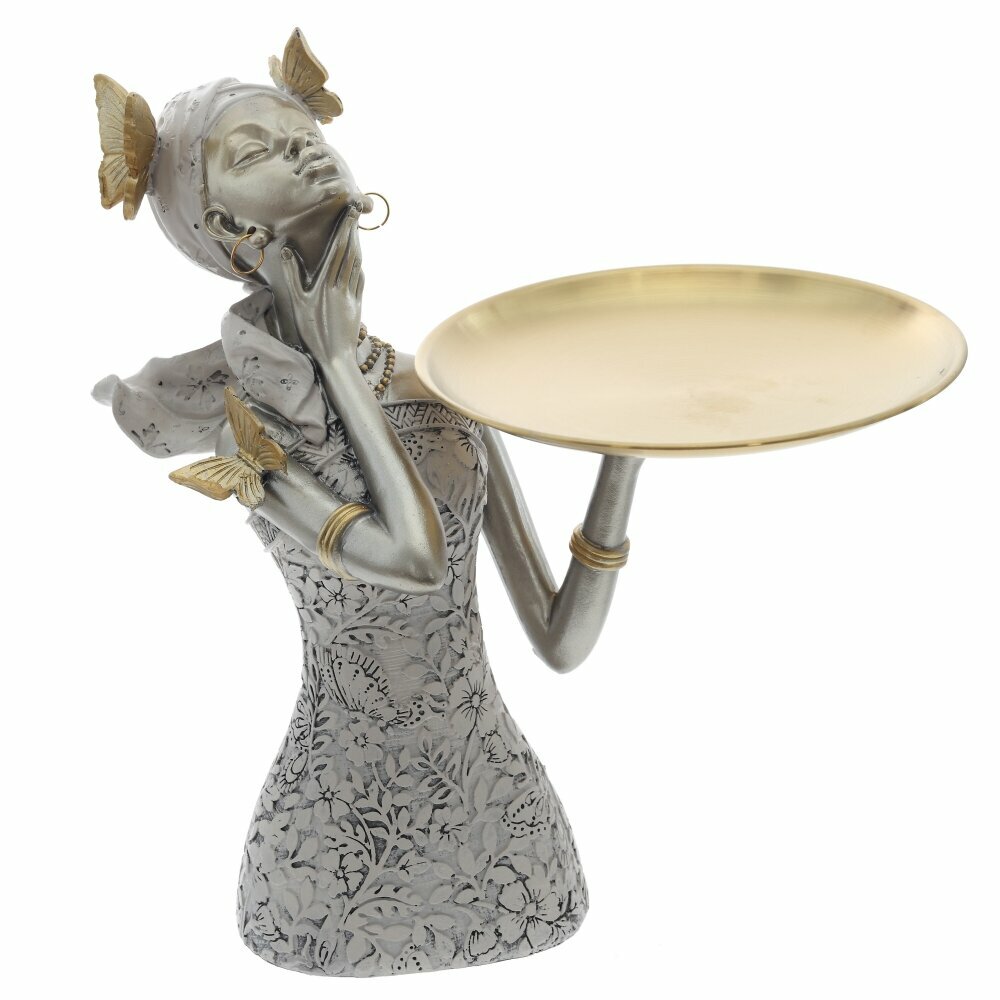 Фигурка декоративная "Африканка" с подносом, L25 W27 H27,5 см