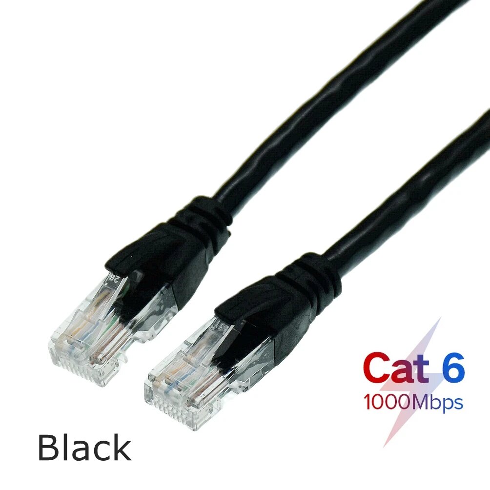 RJ45 Ethernet Cat6 кабель 15 см черный, 0.15m
