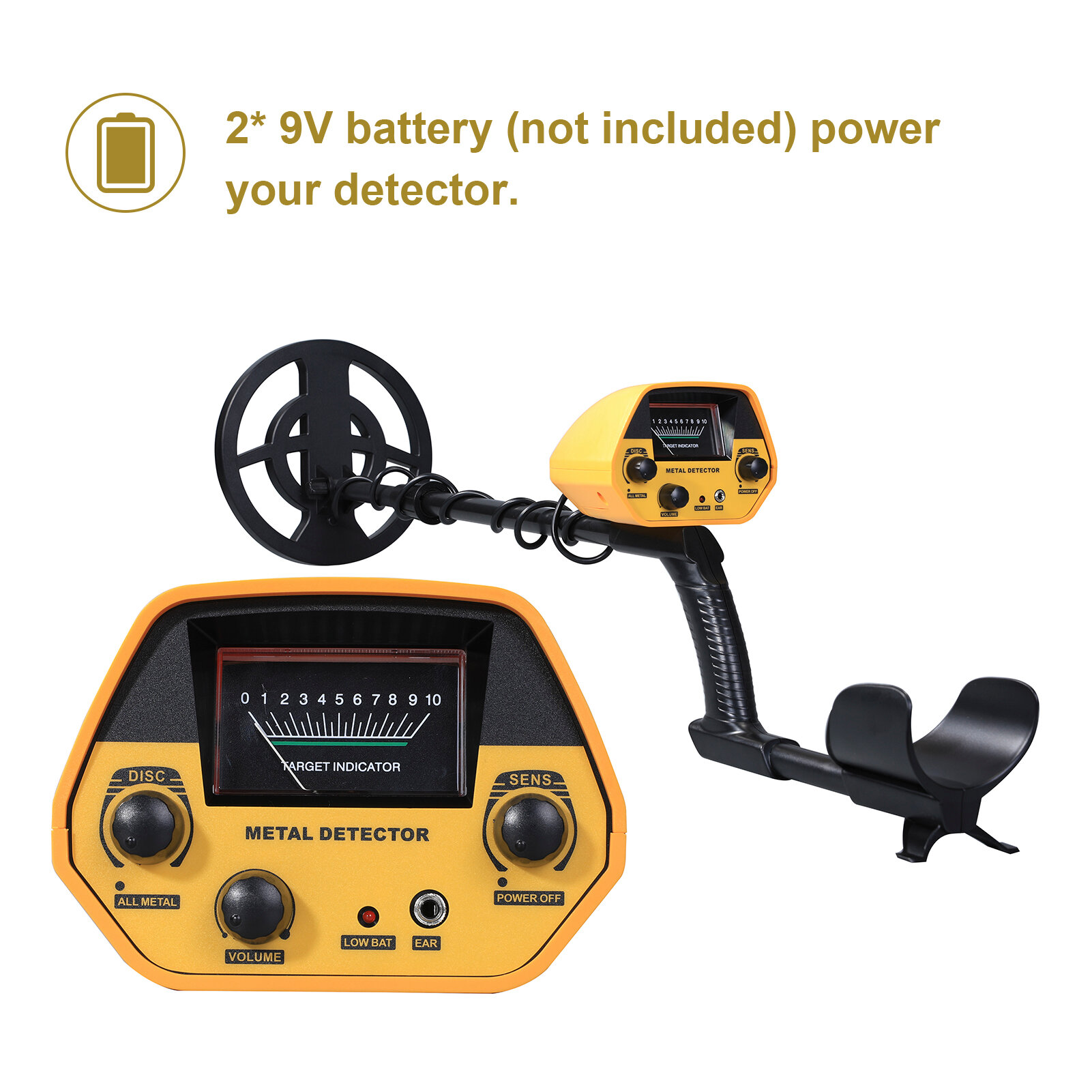 Металлоискатель с высокой точностью, регулируемым стержнем, 7-дюймовой водонепроницаемой катушкой, режимами «Все металлы» и «Диски» для поиска под землей монет, реликвий, ювелирных изделий, пляжных сокровищ