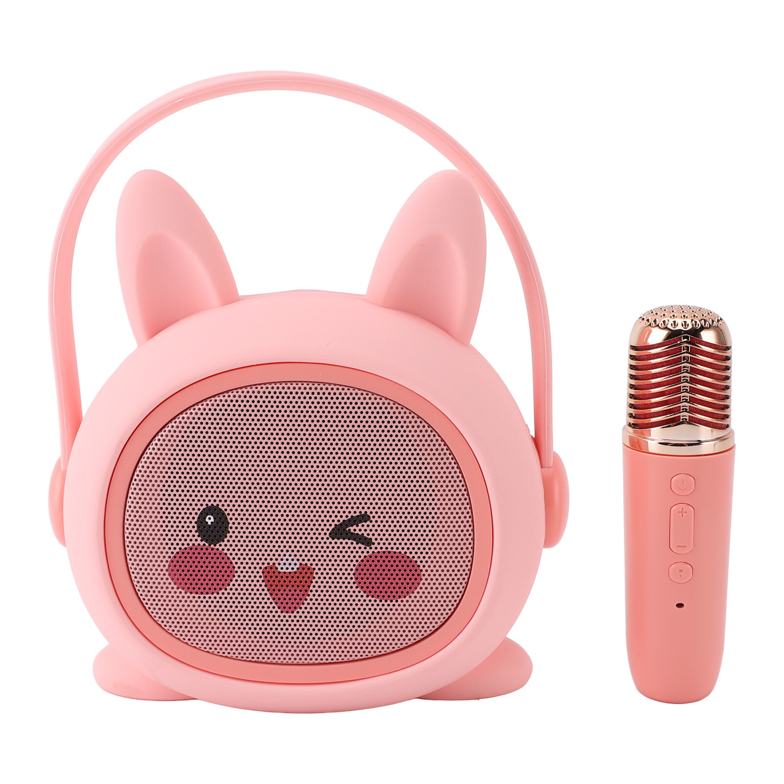 Портативная караоке машина для детей, микрофон и динамик, батарейное питание, для девочек и мальчиков, розовая крыса, сделано из ABS
