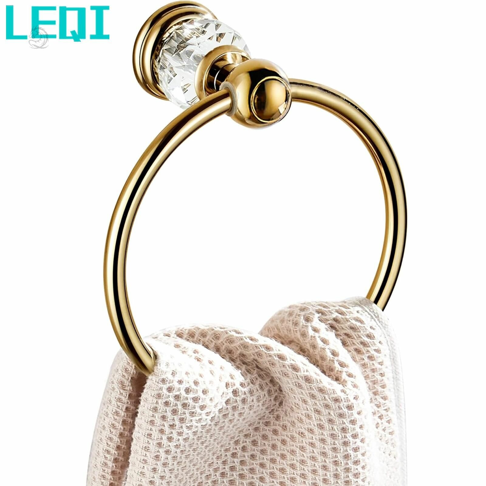 Золотой держатель для полотенец LEQI с кристаллами роскошный аксессуар для ванной в европейском стиле