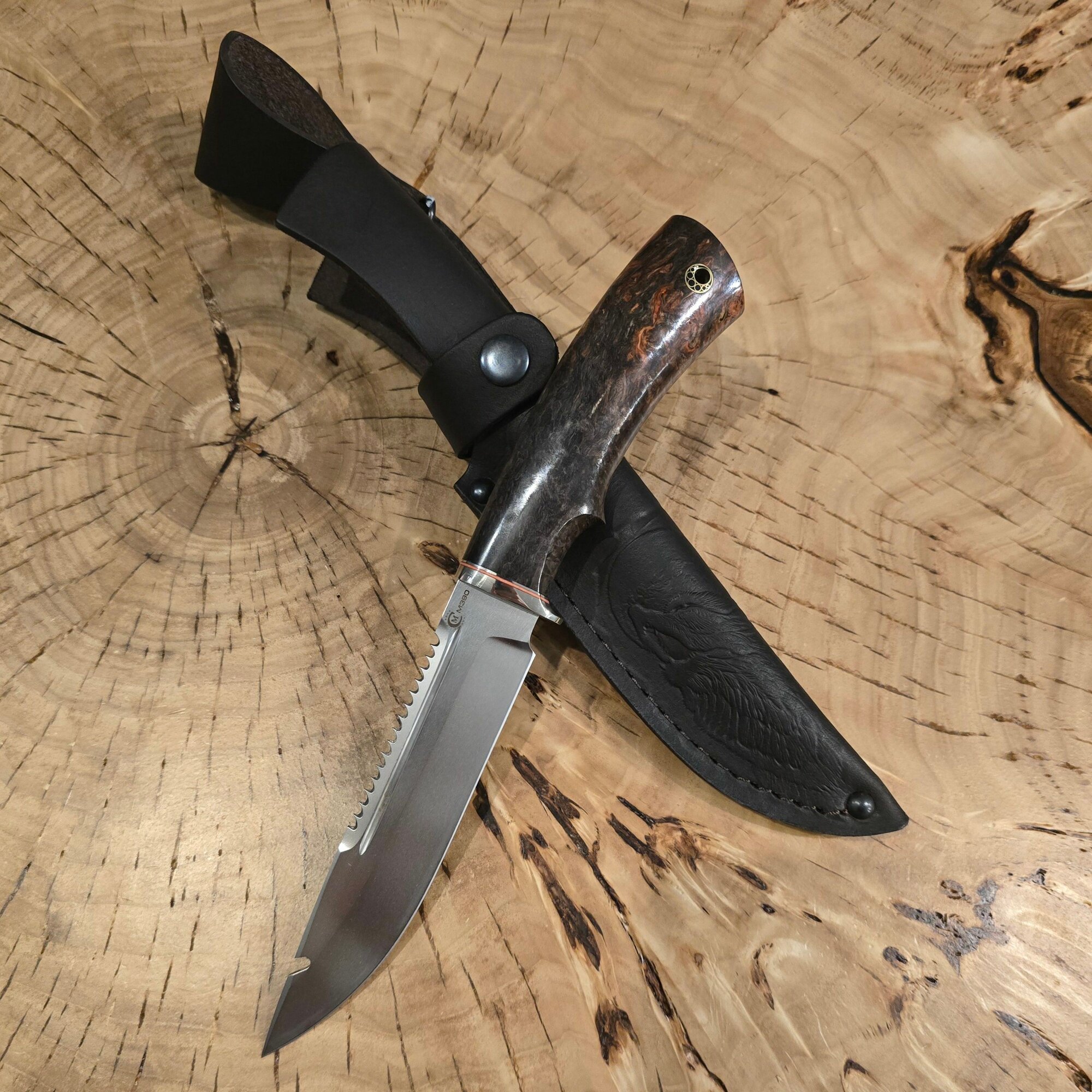 Нож Щука, сталь М390, рукоять стабилизированная карельская береза, Мастерская Семина