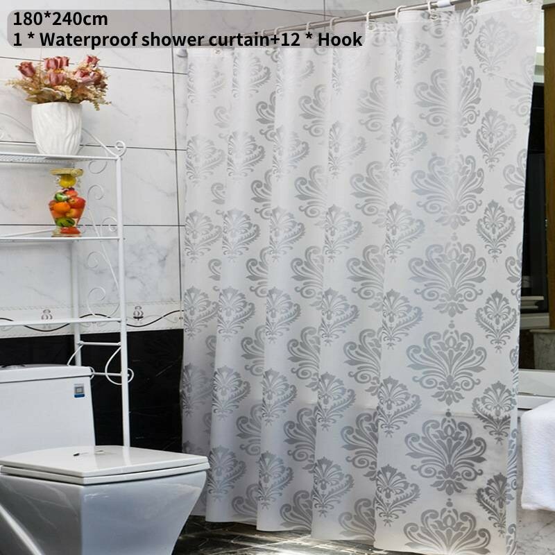 Водонепроницаемый европа peva занавеска для душа с геометрическим рисунком и крючками для ванной комнаты 220см