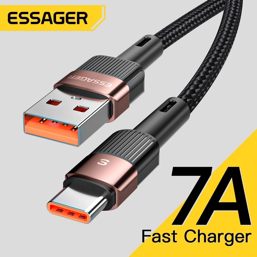 Essager 7A Type C USB-кабель Провод для Realme Oneplus OPPO 100 Вт Быстрая зарядка USB Type-C Кабель для передачи данных