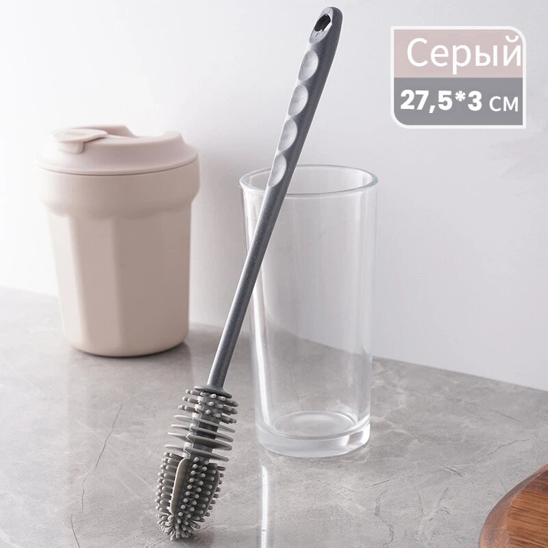 Щетка с длинной ручкой силиконовая бытовая специальная щетка для чистки без тупиков