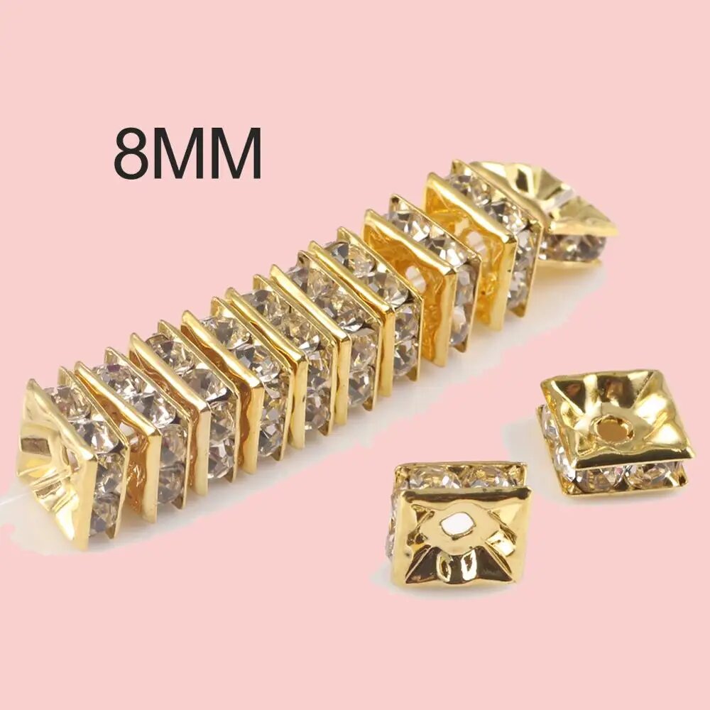 Позолоченные квадратные стразы LNMBII 50 шт 50pcs, 8mm