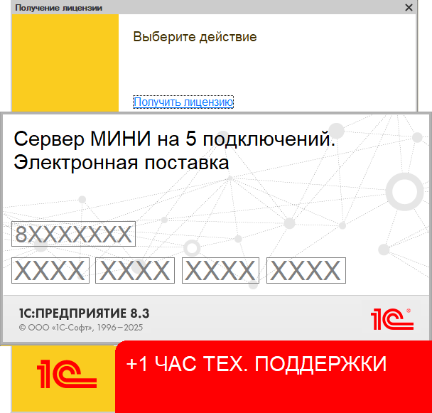 1С: Предприятие 8.3. Сервер мини на 5 подключений. Электронная поставка