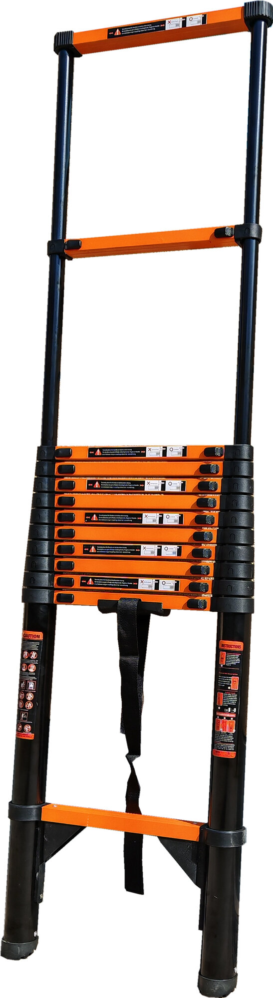 Лестница BESTENHAUS, стальная, телескопическая, 13 ступеней, рабочая высота 430 см