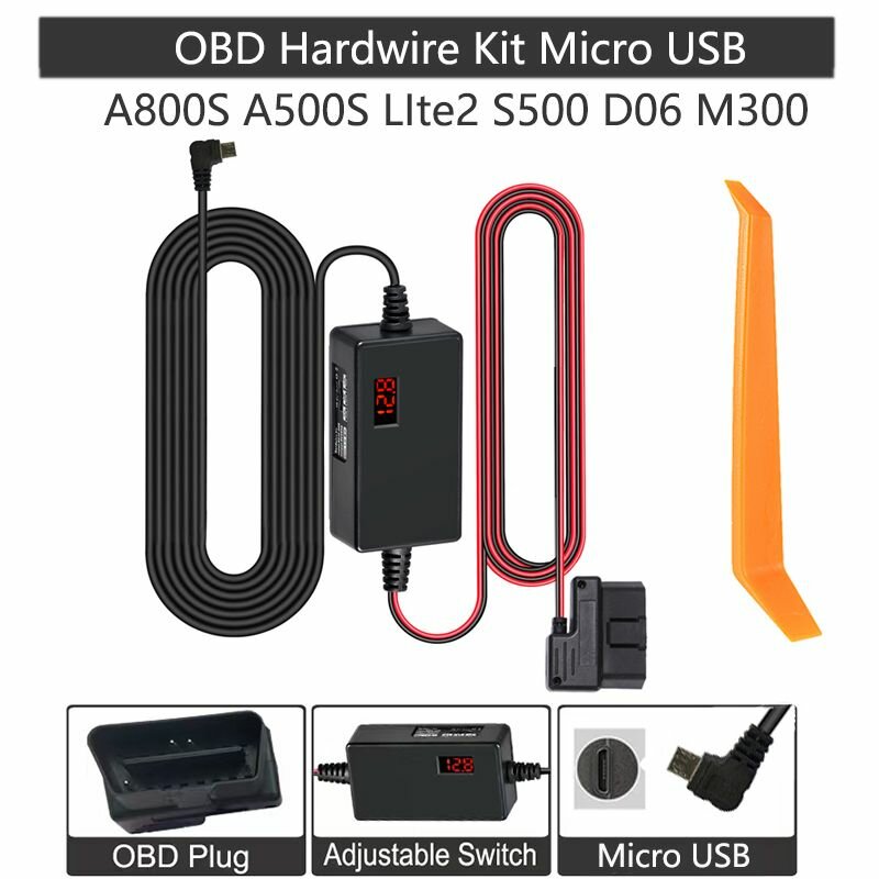 Для 70mai бд Hardwire Kit кабель питания Micro USB для 70mai 4K A800S A500S S500 M300 LIte2 для Dash камеры низкого напряжения защиты