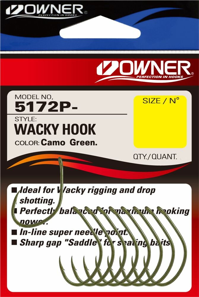 OWNER Крючок Wacky Hook green №4 9шт