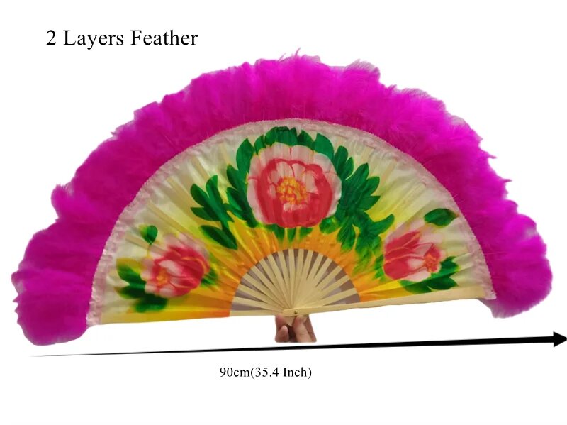 Корейский танцевальный веер из пера 90cm