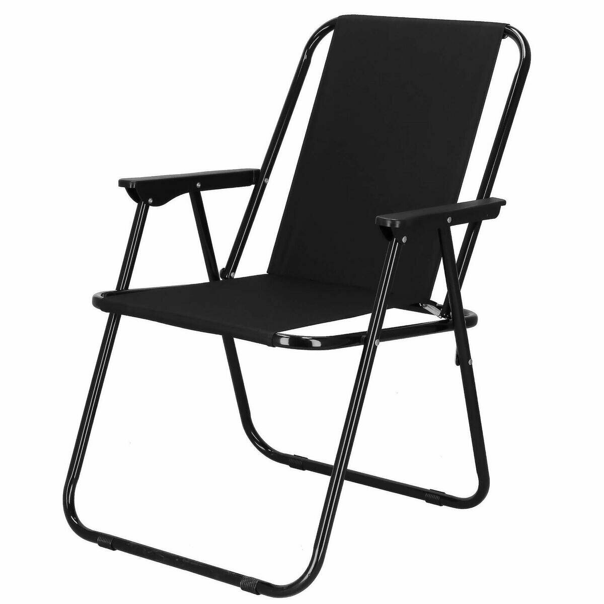 Decathlon Кемпинговый стул Springos - с металлическим каркасом, макс. нагрузка до 100 кг, складной. Цвет черный