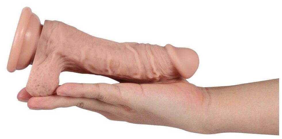 Реалистичный фаллоимитатор REAL с мошонкой на присоске, silicone, 14х4 см.