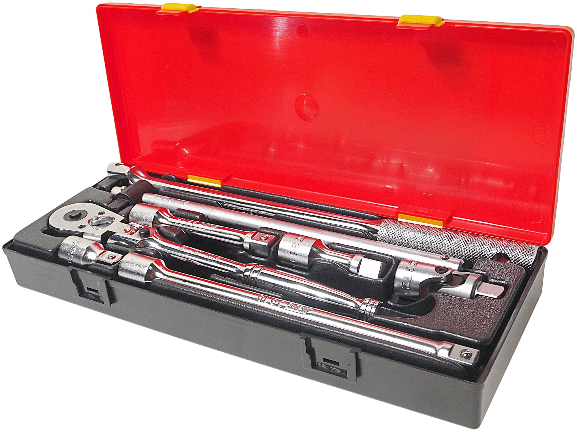 Набор инструментов 1/2" (удлинители, воротки, трещотка на шарнире) в кейсе, 8 предметов. JTC-K4083