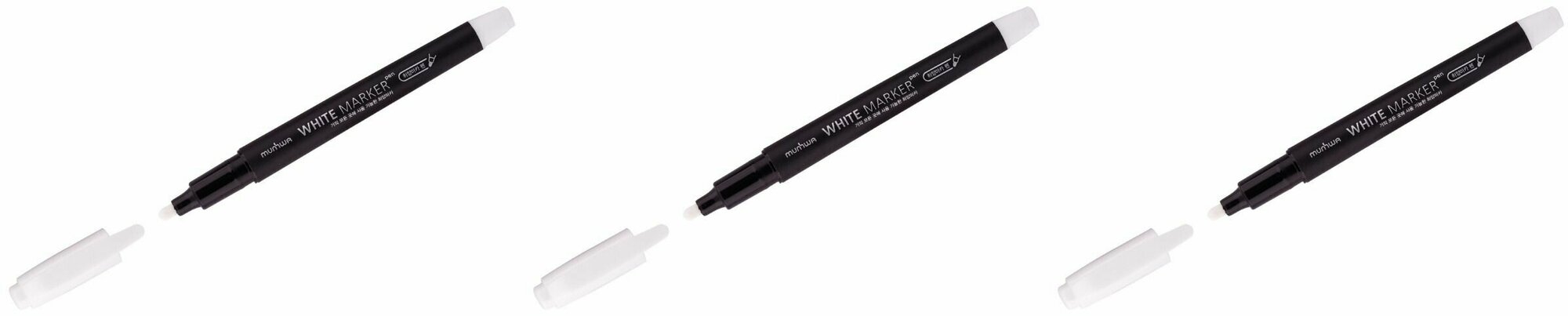 MunHwa Маркер перманентный Белый, пулевидный, 2-4 мм, 3 шт