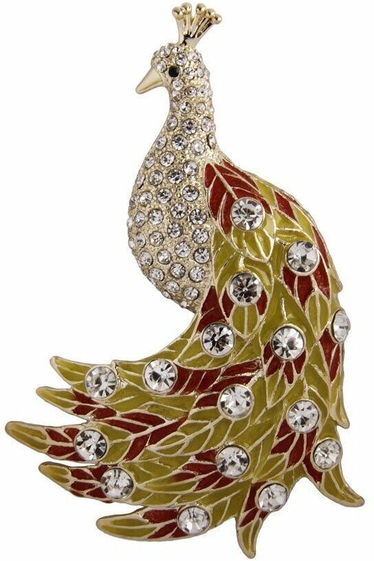 Брошь "Павлин". Бижутерный сплав, кристаллы, эмаль. Корея, конец XX века