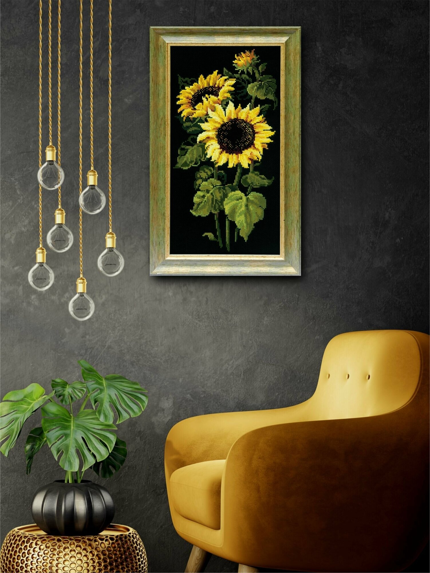 Набор для вышивания крестом Риолис, вышивка крестиком "Подсолнухи", 25*50 см, 1056