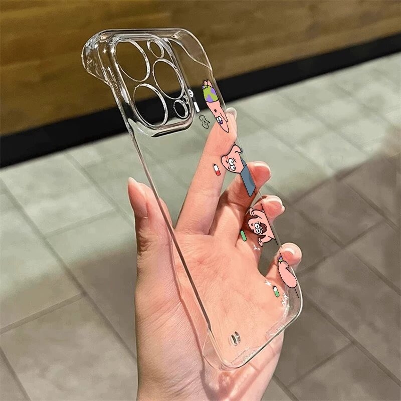 Прозрачная защитная оболочка для iPhone 16 Plus с рисунком Патрика Звезды, антиударная тонкая ПК-корпус