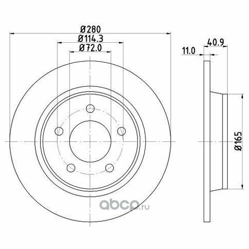 Тормозной диск задний Nisshinbo ND5017 для Mazda 3, 5, Premacy; Nissan Lafesta