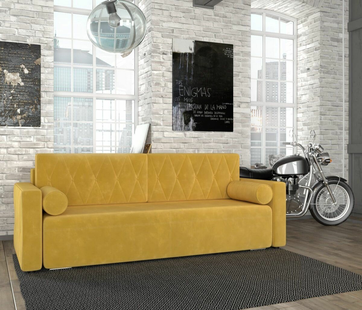 Диван-кровать прямой Милфорд желтый