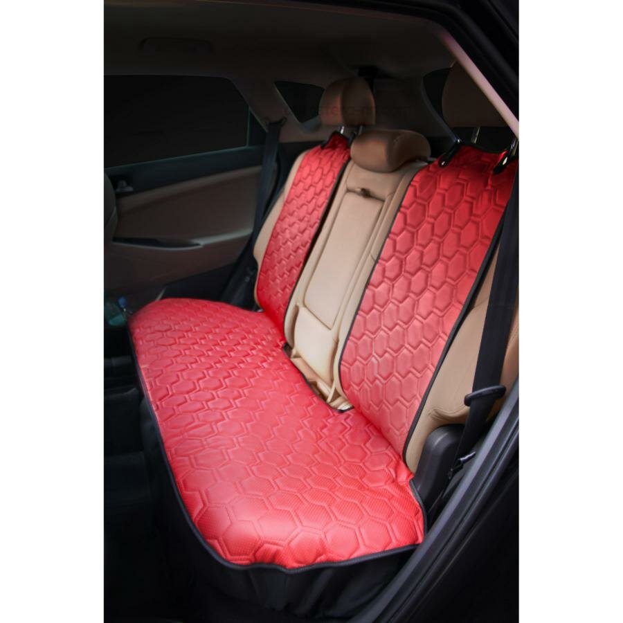 AIRLINE ACSSB04 накидка алькантара, задняя (3 предмета), экокожа С перфорацией, красная (ACS-SB-04)