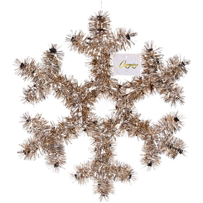 Снежинка мишура подвеснаяная шампань 30см