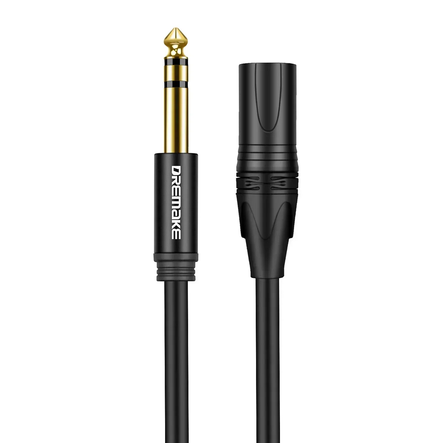 DREMAKE Удлинительный кабель XLR 6,35 мм TRS на XLR 3-контактный Black-TRS, 3 м