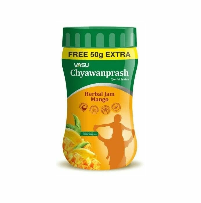 VASU Чаванпраш (джем) со вкусом манго / CHYAWANPRASH MANGO FLAVOR 500 + 50 г в подарок