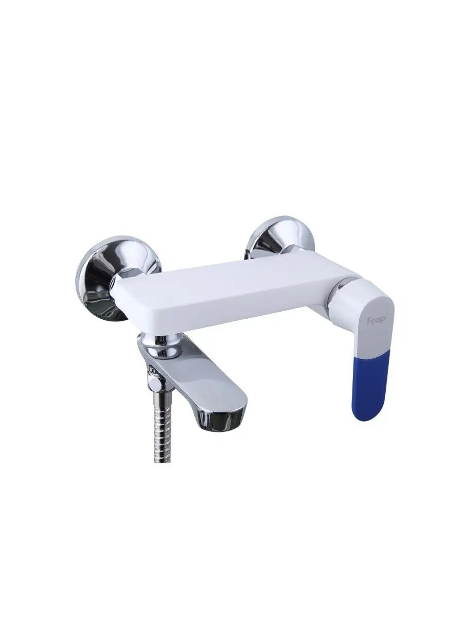 Смеситель для ванны Frap F3234 с душевой лейкой, однорычажный, белый/хром