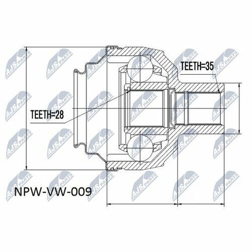 ШРУС Nty NPWVW009 для SEAT Alhambra; VW Sharan