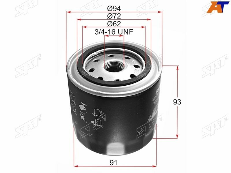 . SAT Фильтр масляный для NISSAN MURANO YD25 08-15/NAVARA 05-/PATHFINDER 05-14 YD25DDTI/PRIMERA YD22DDT 02-07