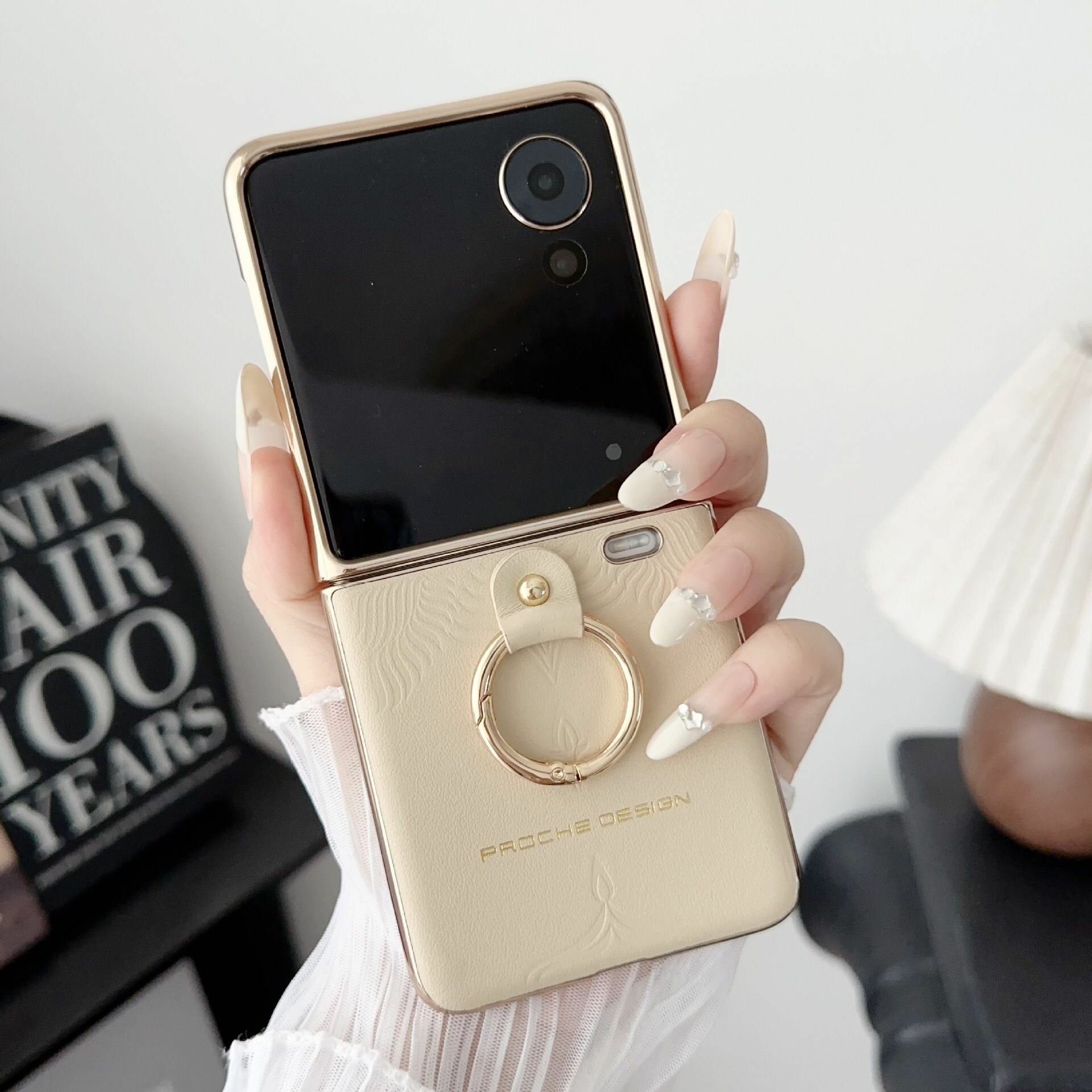 Чехол Glory Magicvflip All-Inclusive, для телефона, кожаный, с кольцом, золотой