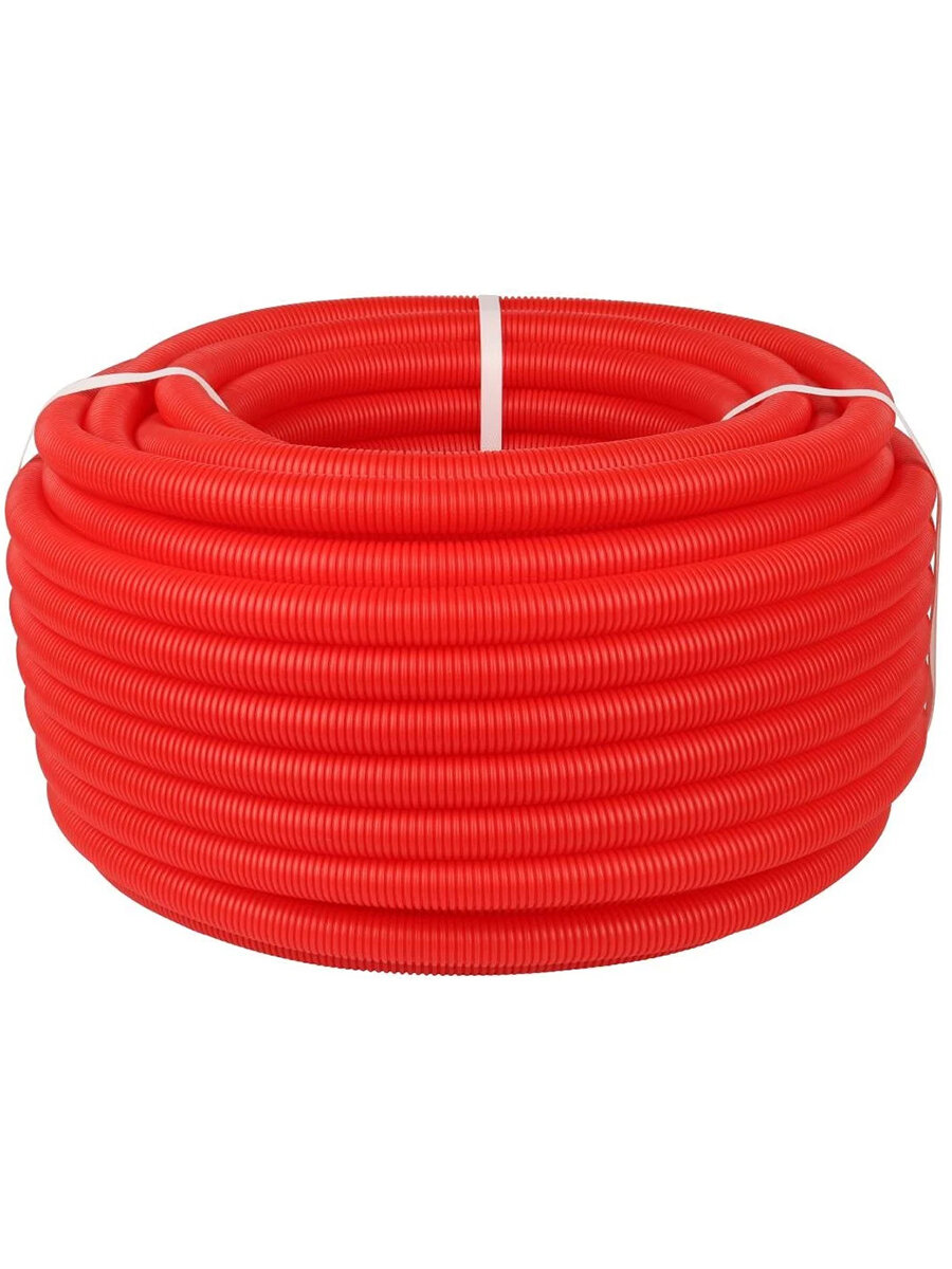 Гофра защитная STOUT 23 мм (для труб 16 мм), красная, бухта 50м SPG-0002-502316