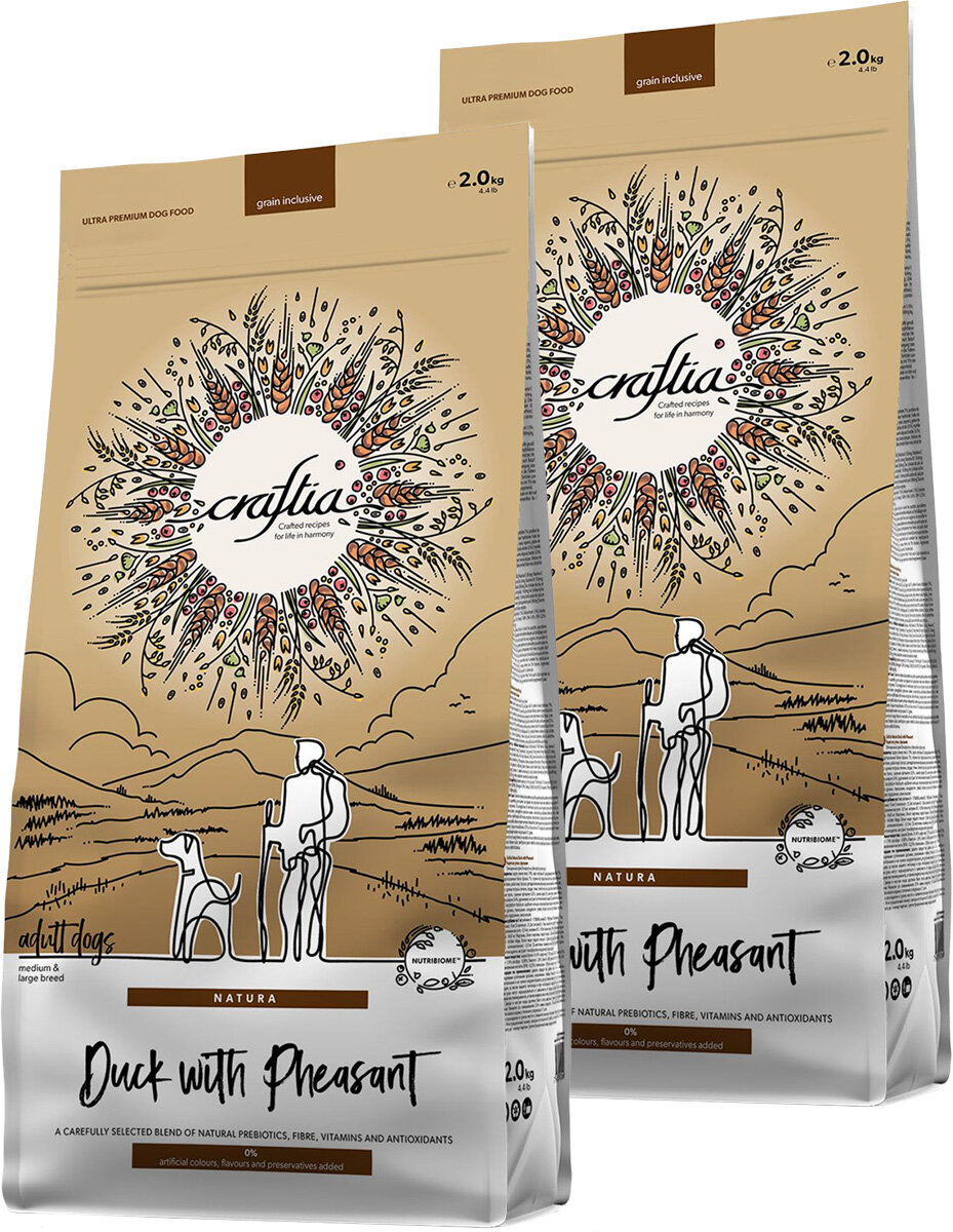 CRAFTIA NATURA ADULT DOG MEDIUM&LARGE DUCK&PHEASANT взр соб сред и круп пор утка фазан NEW 2 + 2 кг