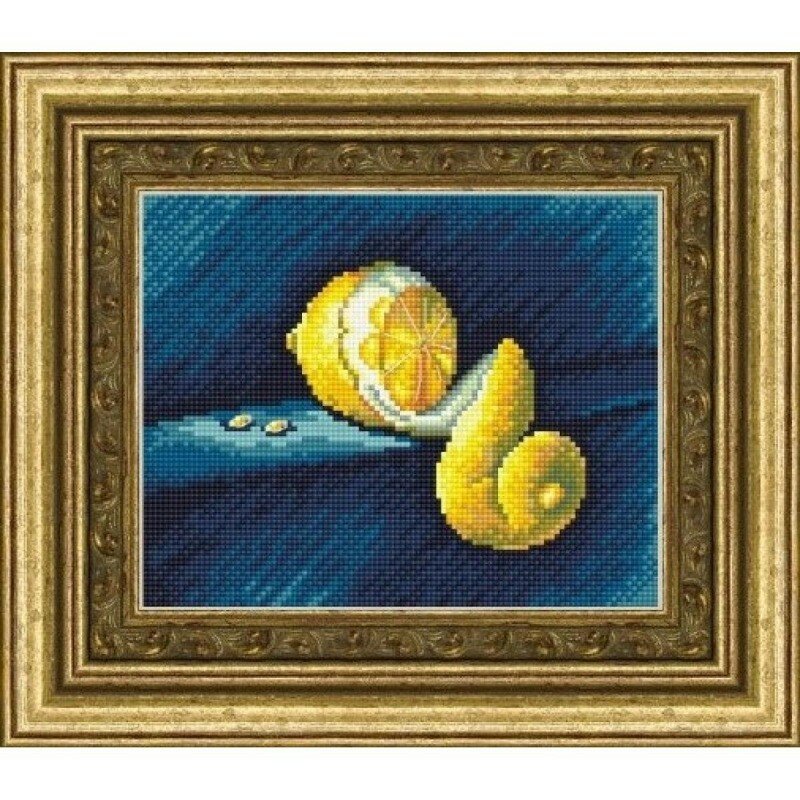 Набор для вышивания Сделано с любовью #Н-036 Этюд с лимоном, Счетный крест, 18 х 15 см