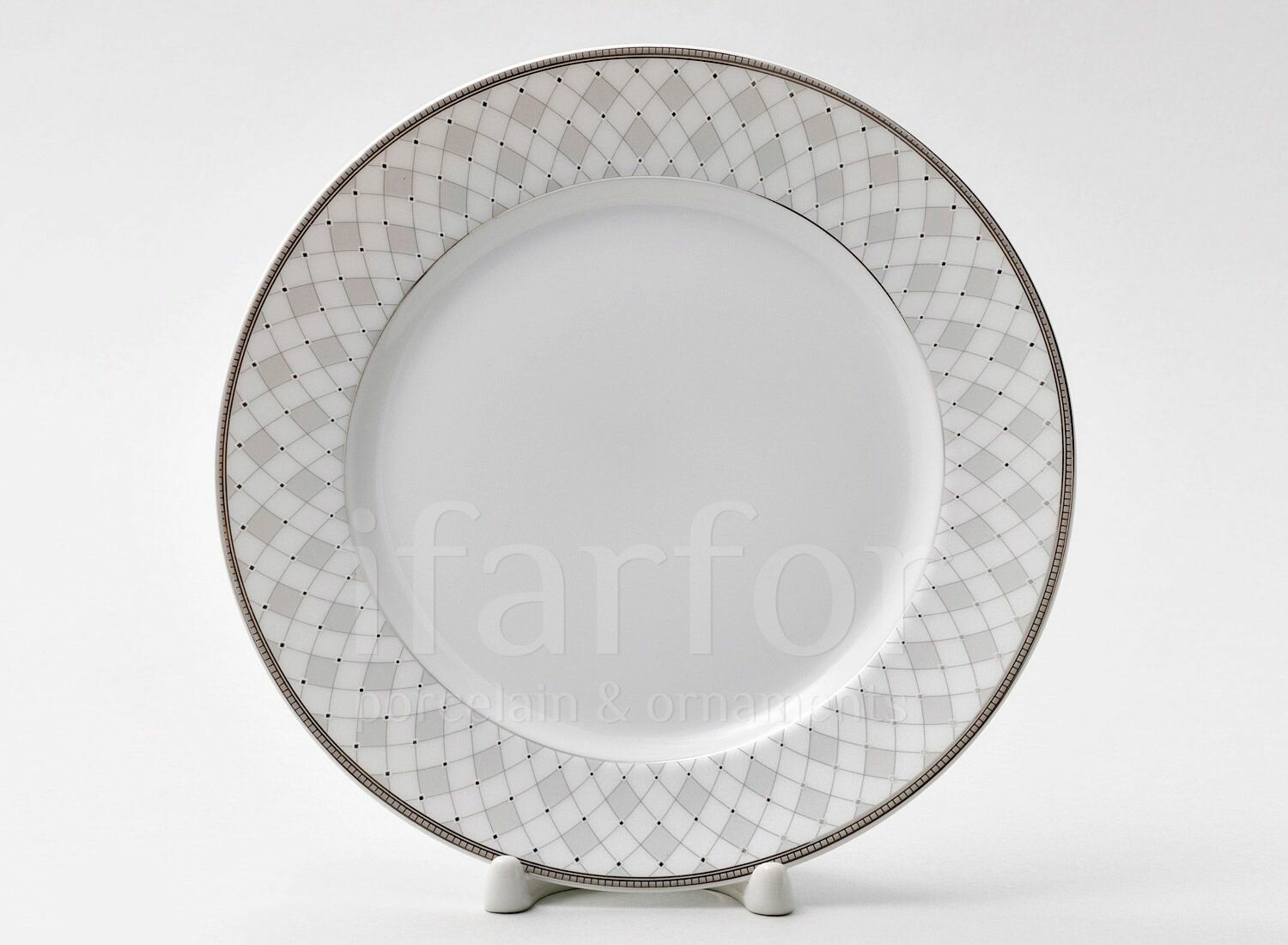 Тарелка десертная Серая сетка Платина