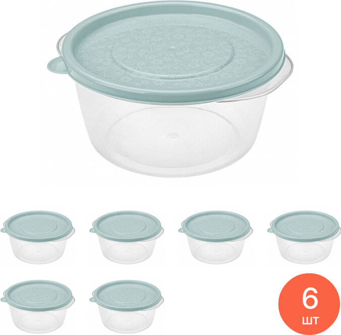 Контейнер для хранения продуктов Phibo Арт-Декор герметичный полипропилен прозрачный 0.75л (комплект из 6 шт)
