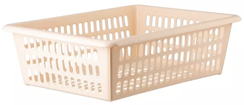 Корзина для хранения Полимербыт 131 прямоугольная, из полипропилена, бежевая, 400х300х130мм, 9л / товары для дома