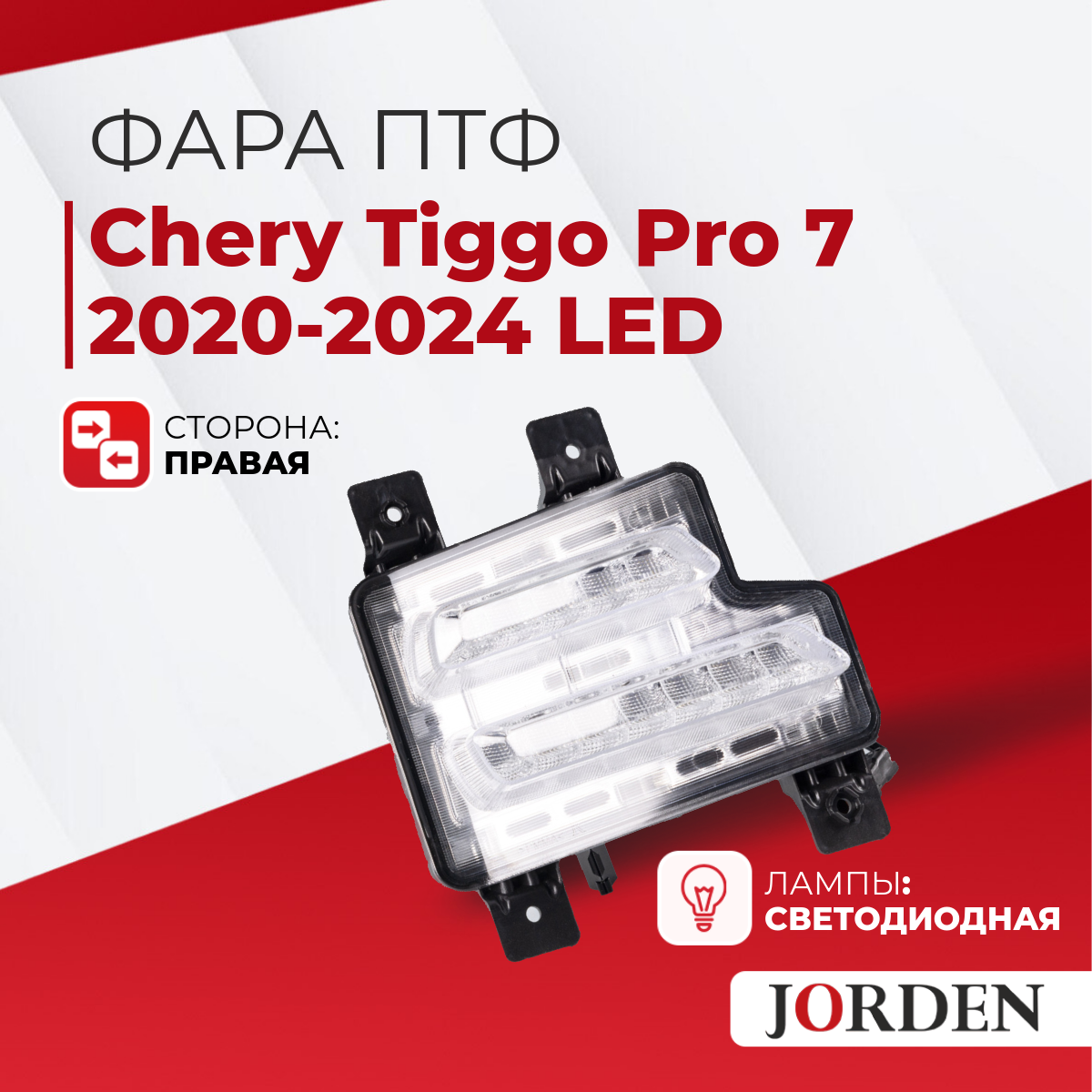 Фара противотуманная правая Chery Tiggo Pro 7 2020-2024 LED ПТФ, туманки авто Чери Тигго Про 7 светодиодная передняя