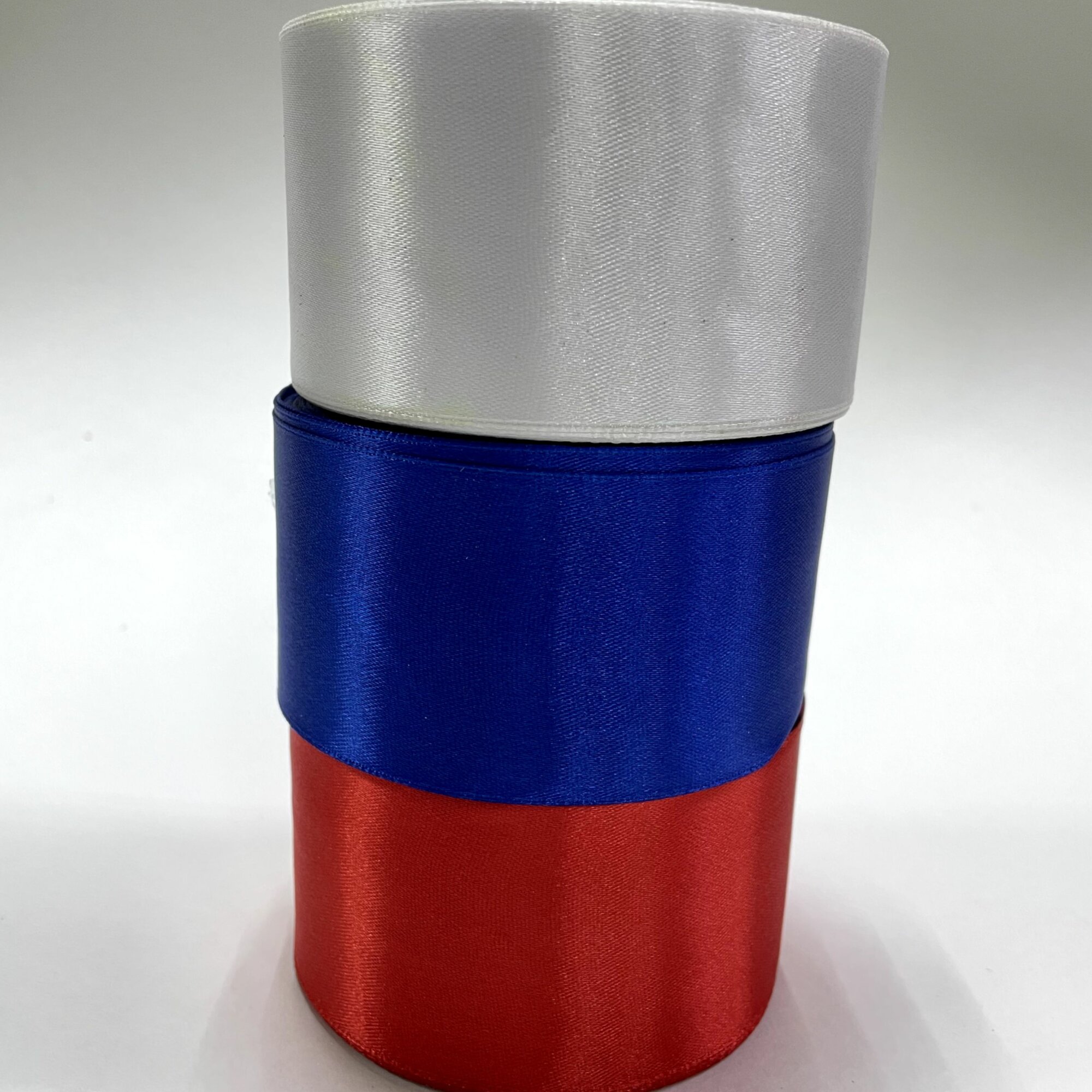 Лента атласная 5 см * 23 м, Российский триколор (белый, синий, красный), 3шт
