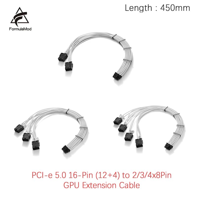 Formulamod PCI-e 5.0 кабель питания для видеокарты 16AWG 3x8pin, Black-white