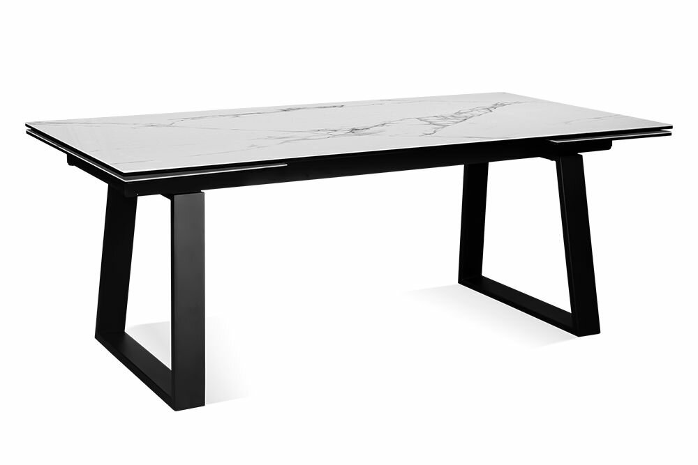 Стол обеденный керамический прямоугольный раздвижной ROVENA 200 CRYSTAL CER на металлокаркасе, столешница керамика, цвет белый кристалл (глянец), 200(300)х100 см