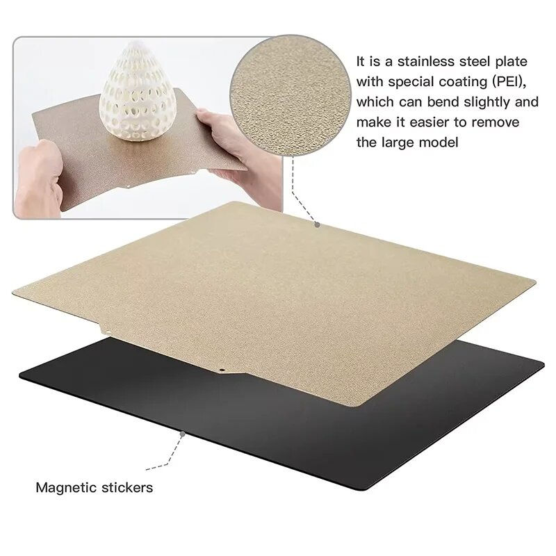 FLEXBED Energetic Voron 2.4 PEI Поверхность для 3D-принтера 355x355 мм 377x370 mm, with base