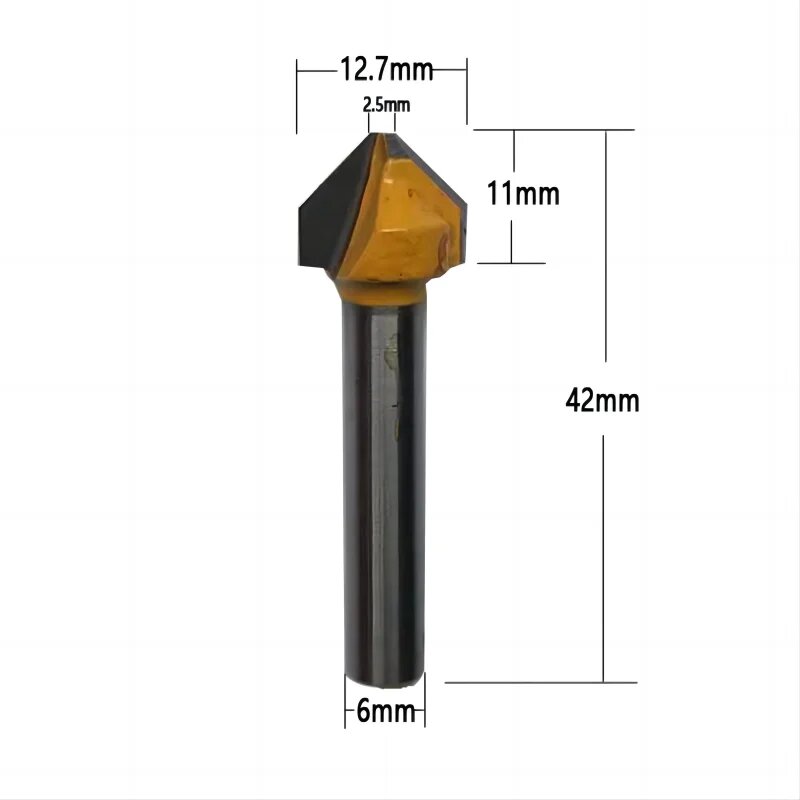 Фреза плоская головка 90 градусов желтый 6mm 90V 6x12.7x2.5