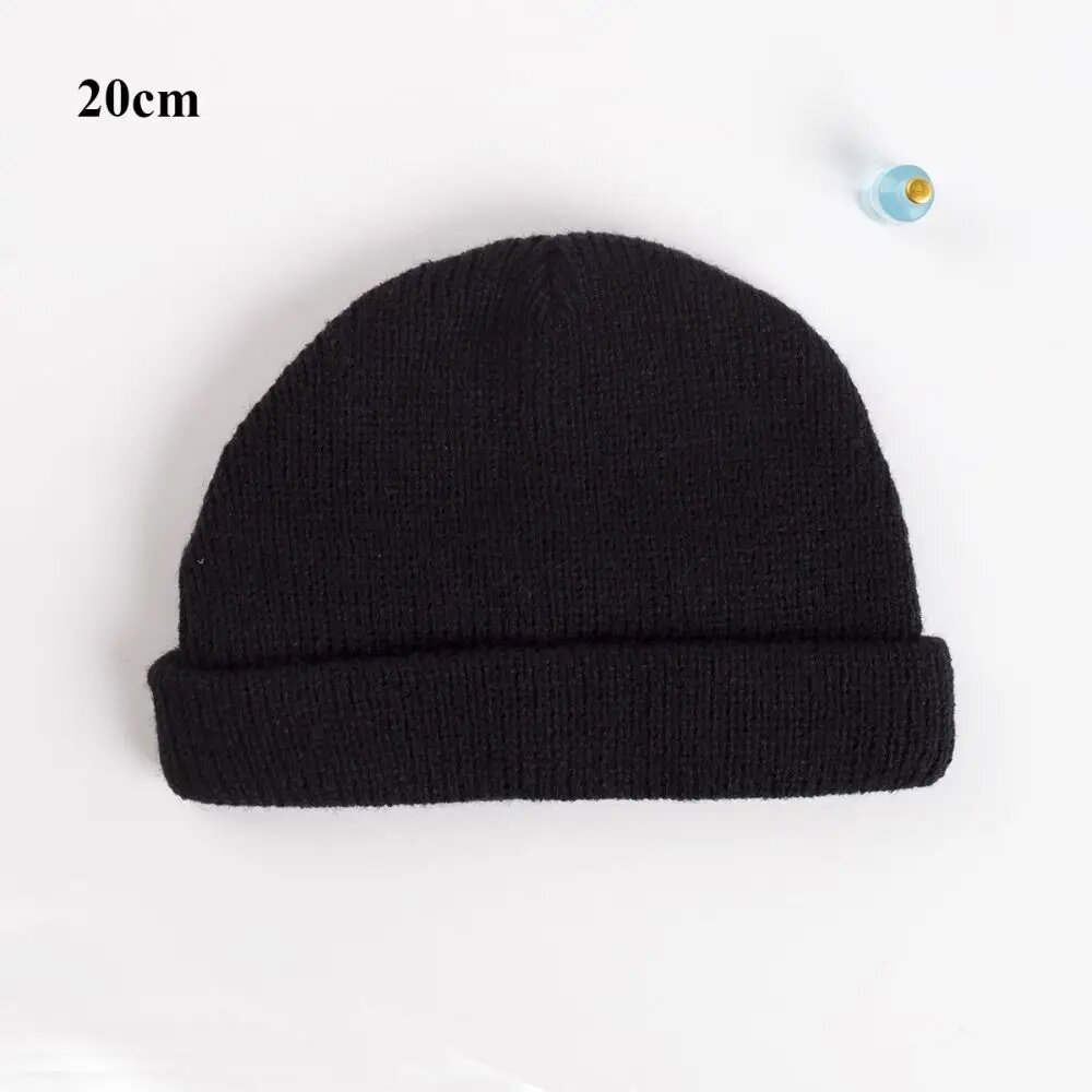 Хлопковая вязаная шапочка для куклы 10/20 см, 6 цветов Черный, Black-20cm