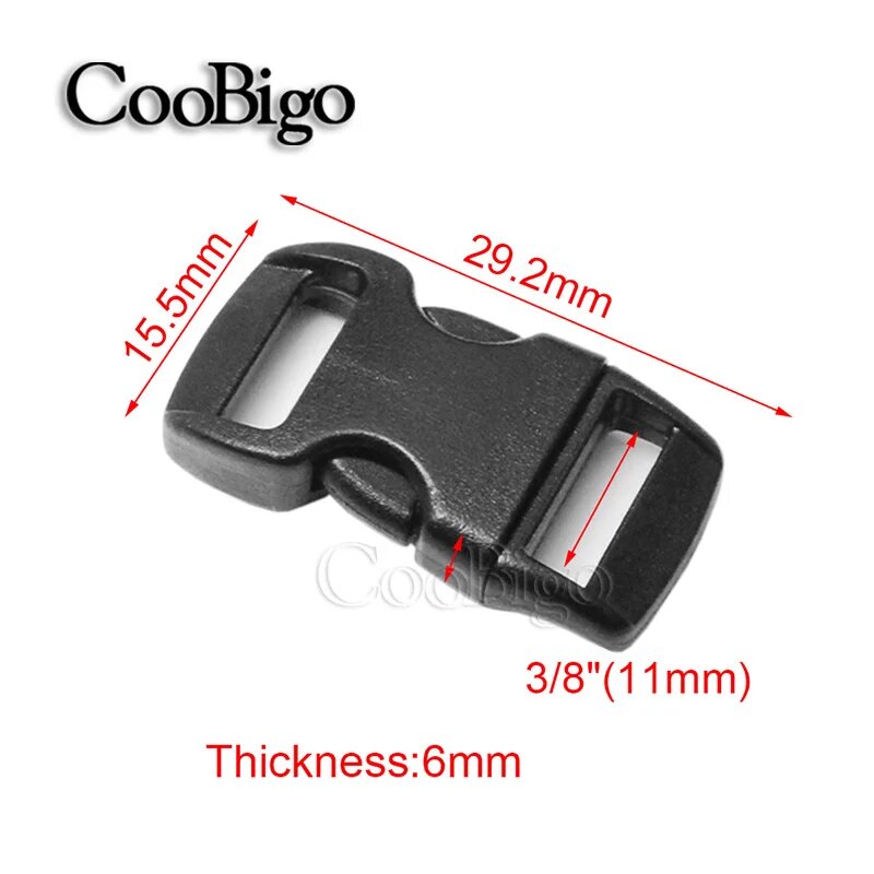 100 шт. пластиковые быстроразъемные пряжки CooBigo черные 10/15/20/25 мм 10mm Webbing