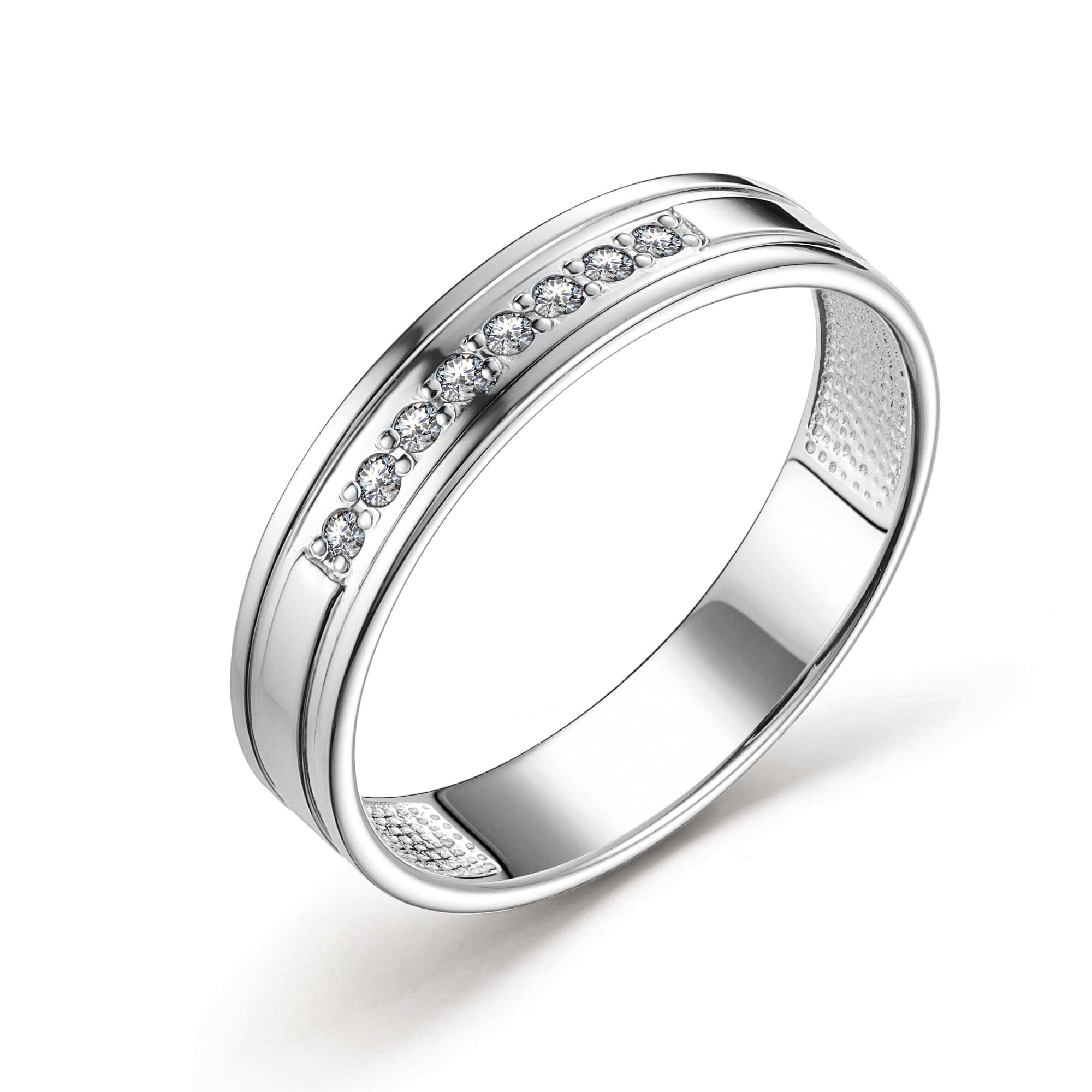 Кольцо обручальное, белое золото, 585 проба, бриллиант